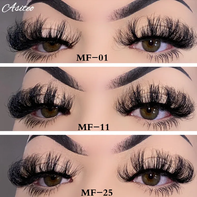 Asiteo 25mm Mink Eyelashes Messy Long 3D Dramatic Lasting False Eyelash ...