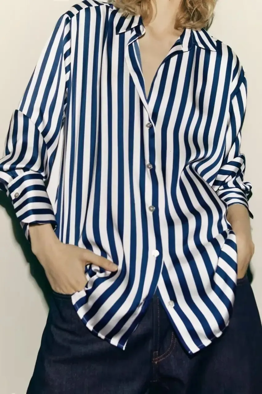 Women's Blue Striped Shirt Fashionable Blouse For Casual Or ...