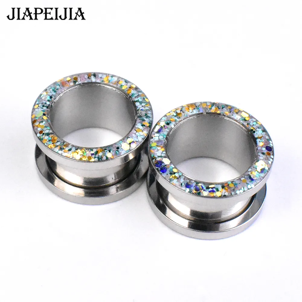 Hollow Ear Tunnels Plugs and Gauges Screw Fit Ear Expander Stretcher ...
