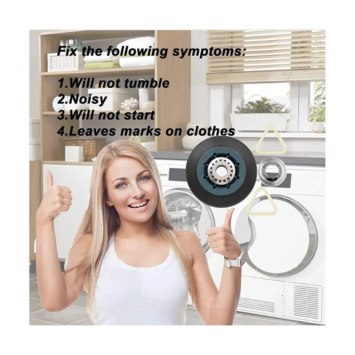 W10314173 Dryer Drum Roller Replacement Kit, 4-Pack Dryer Repair Parts ...