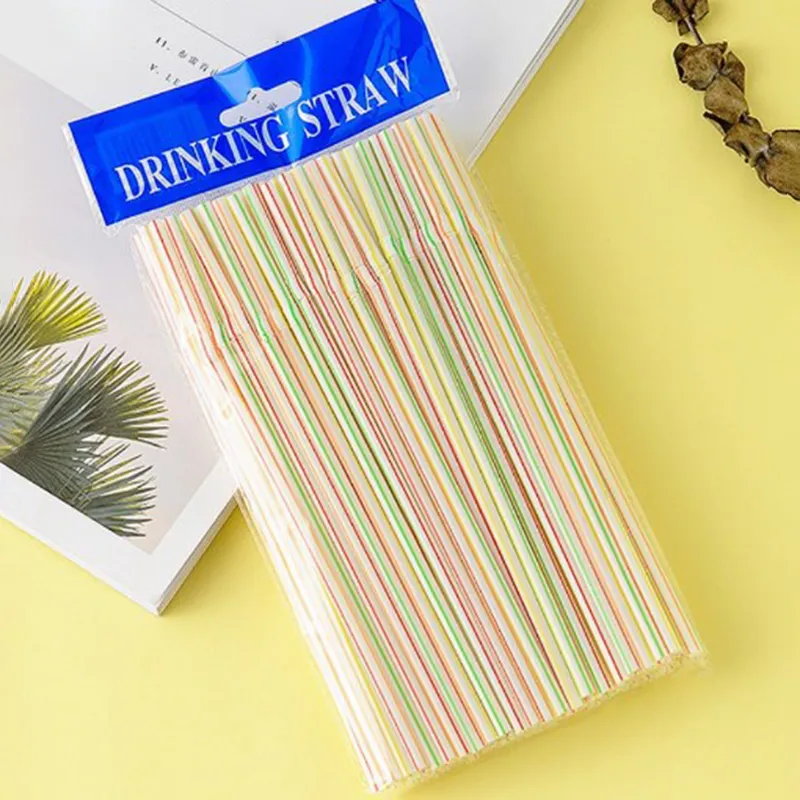 Set Colorful Disposable Plastic Curved Drinking Straws for Wedding ...