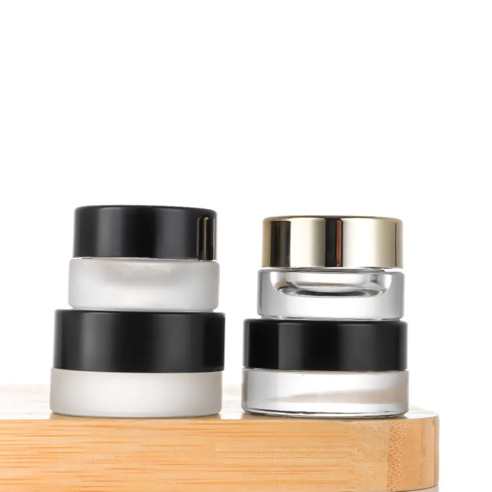 3g 5g Clear Frosted Glass Cream Jar with Black/Gold Lid | Portable ...