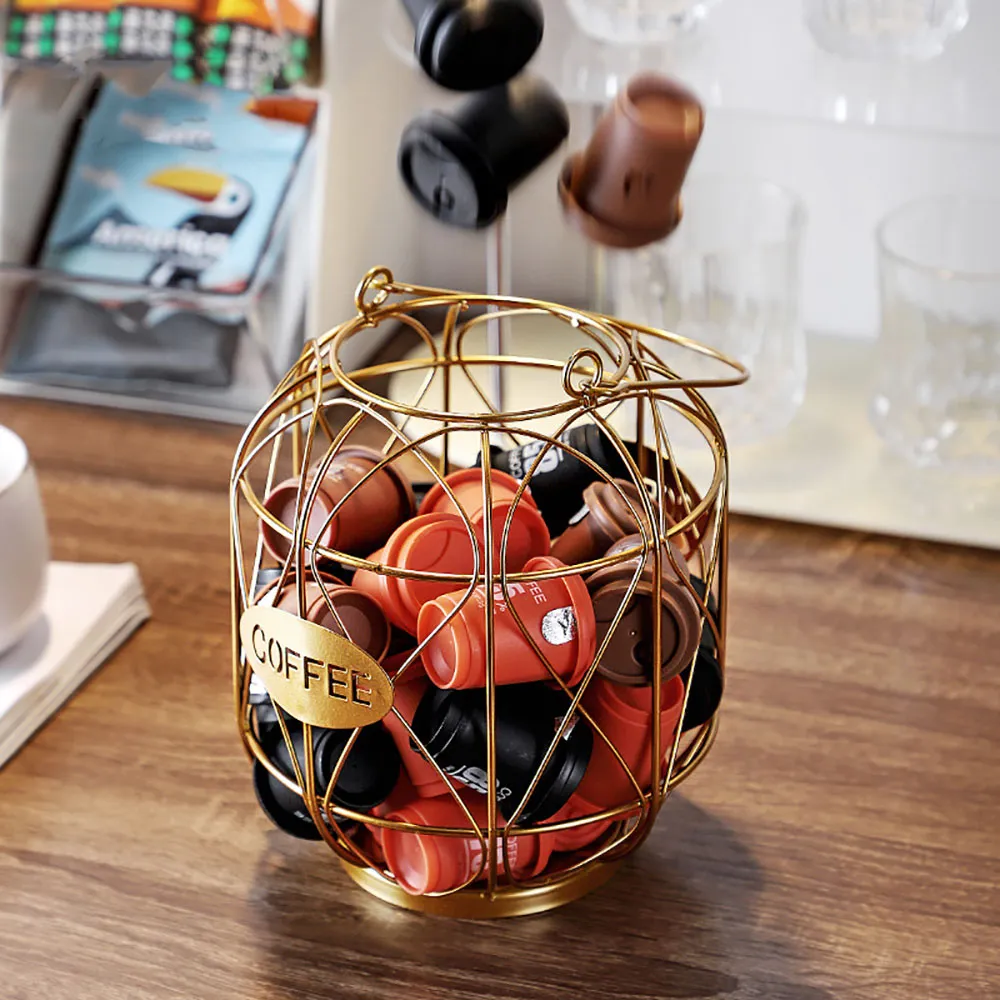 Black Coffee Capsule Storage Basket - Vintage Tea Pod Organizer for ...