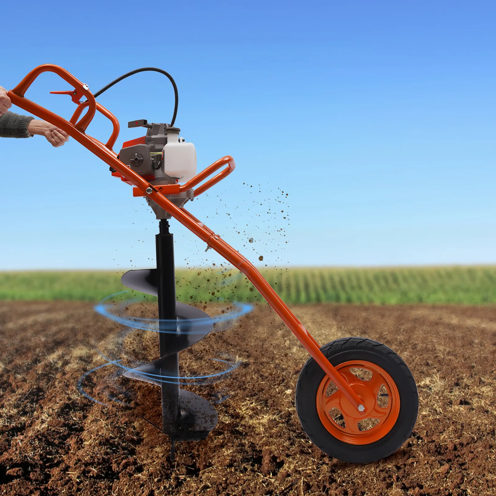 Post Hole Digger 63CC 3HP Gas Powered Earth Auger with 11-inch Bit for ...
