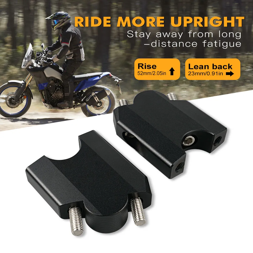 DHgate.com:Yamaha XT700Z Tenere 700 Aluminum 0.9 Backward 2 Rise Handlebar Risers | 1-1/8 Black ...