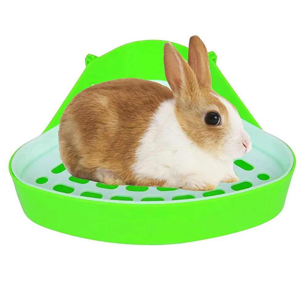 Pet Rabbit Toilet Triangle Litter Box with Grate for Rabbits Guinea ...