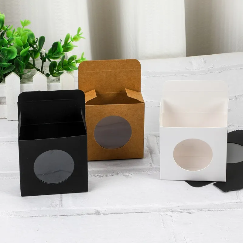 Kraft Paperboard Box with Round Window for Handmade Soap Candy Cookie ...