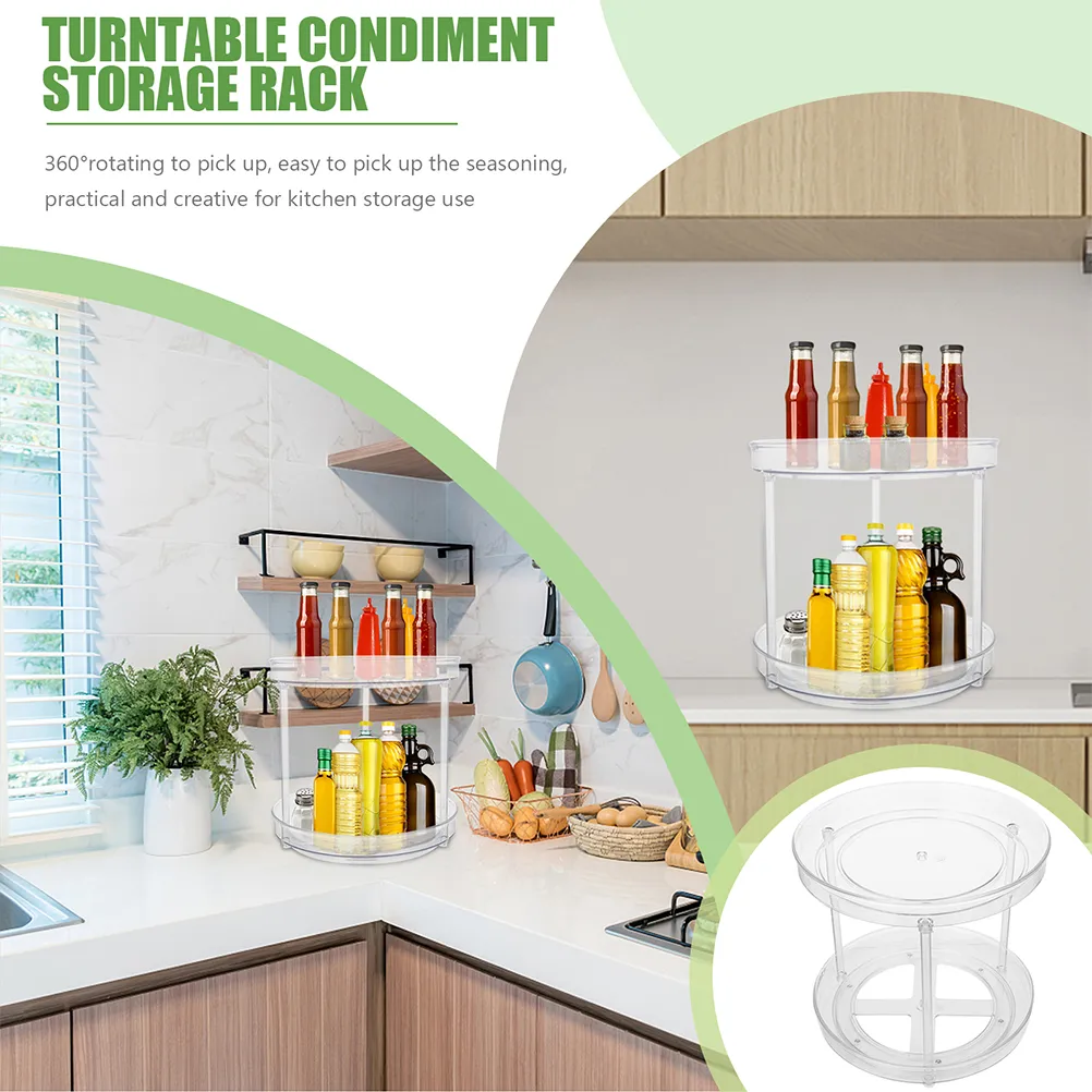 Rotating Acrylic Storage Rack: 360° Turntable Organizer for Kitchen ...