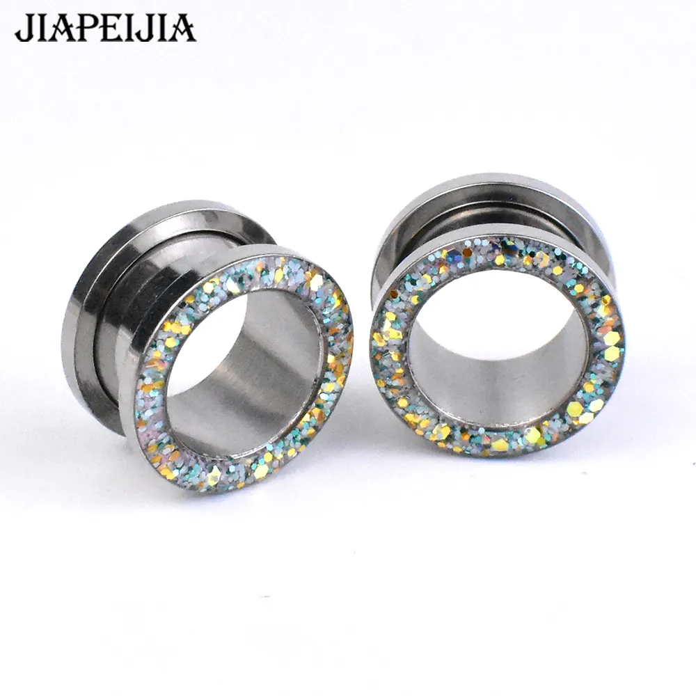 Hollow Ear Tunnels Plugs and Gauges Screw Fit Ear Expander Stretcher ...