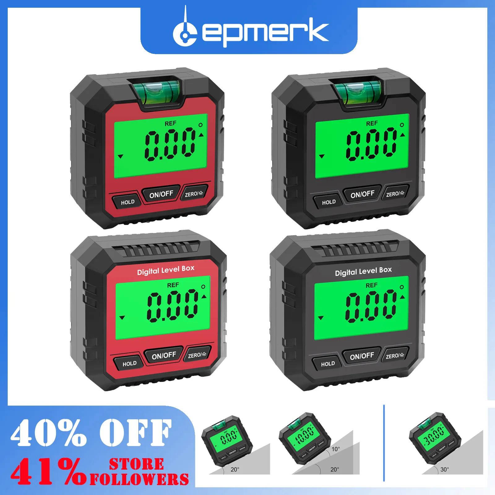 360° Digital Angle Finder, Magnetic Base Inclinometer Level Protractor ...