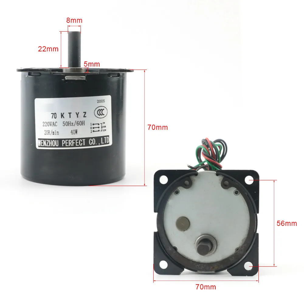 40W AC 220V Permanent Magnet Low Speed Synchronous Motor 2.5/5/10/15/20 ...