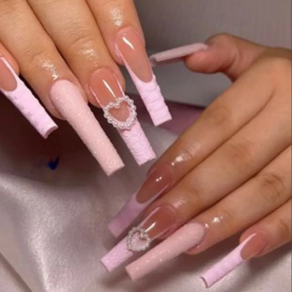 DHgate.com:Gradient Hollow Pearl Heart Nail Gems - 100Pcs 3D Jewelry ...