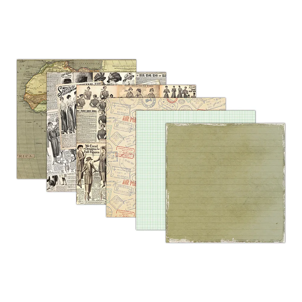 Decorative 6-inch Map-Style Background Paper for Scrapbooking 12-Pack ...