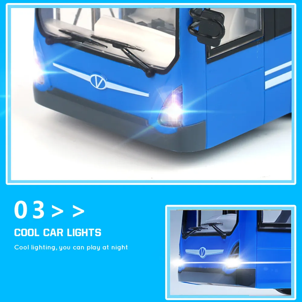 1:14 Scale Electric Remote Control Bus with Light and One Key Start, 6 ...