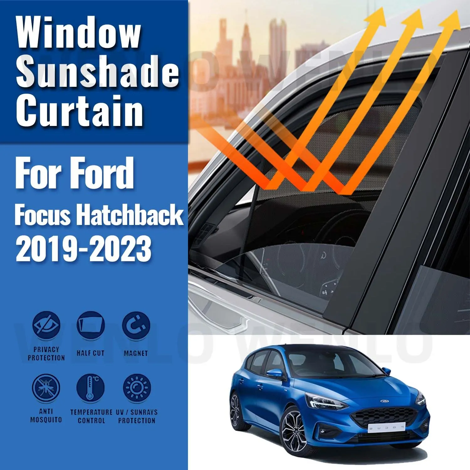 Ford Focus Hatchback 2019 2024 Magnetic Sunshade Front Windshield Rear Side Window Cover