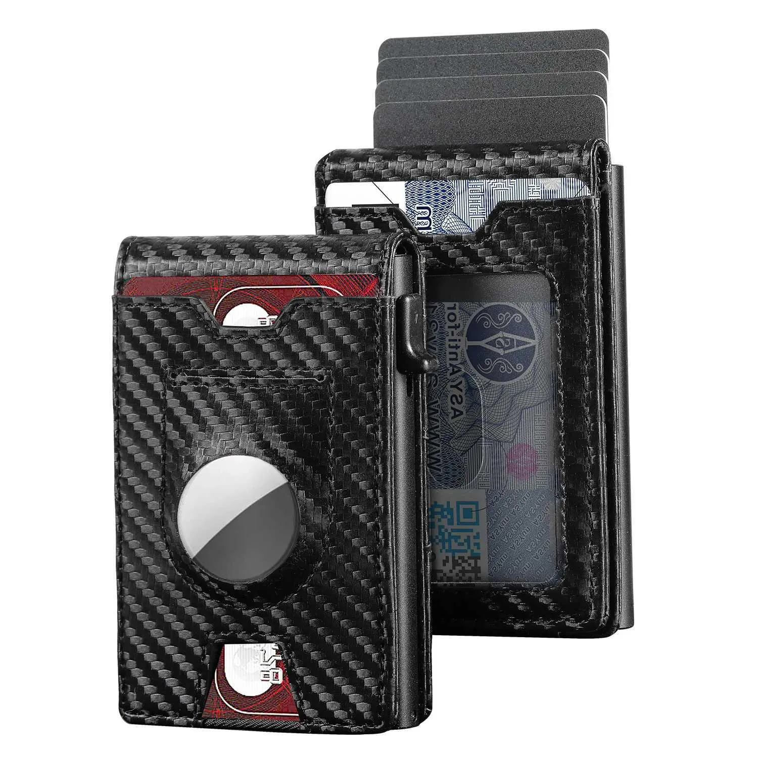 DHgate.com:Minimalist Carbon Fiber AirTag Wallet with Pop-up Card Case ...