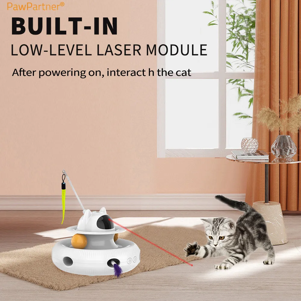 4-in-1 Interactive Cat Toy: USB Rechargeable Teaser Turntable with ...