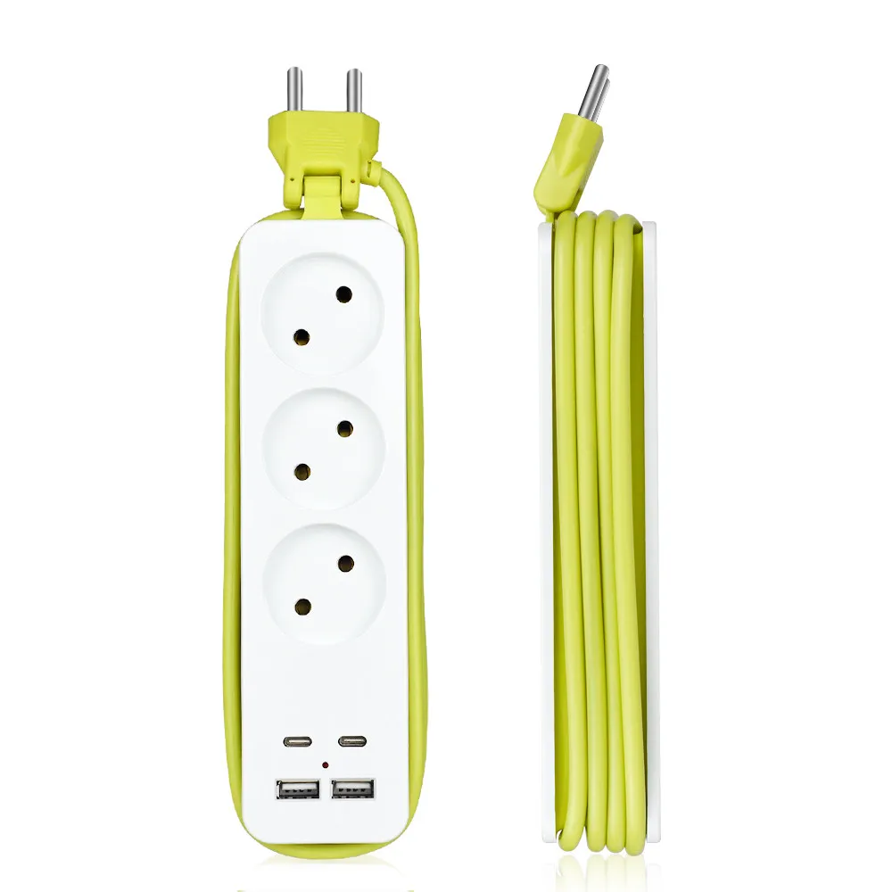 EU Standard 4-USB Type-C & Russian Socket Power Strip: 5V 3.1A, 2A Fast ...