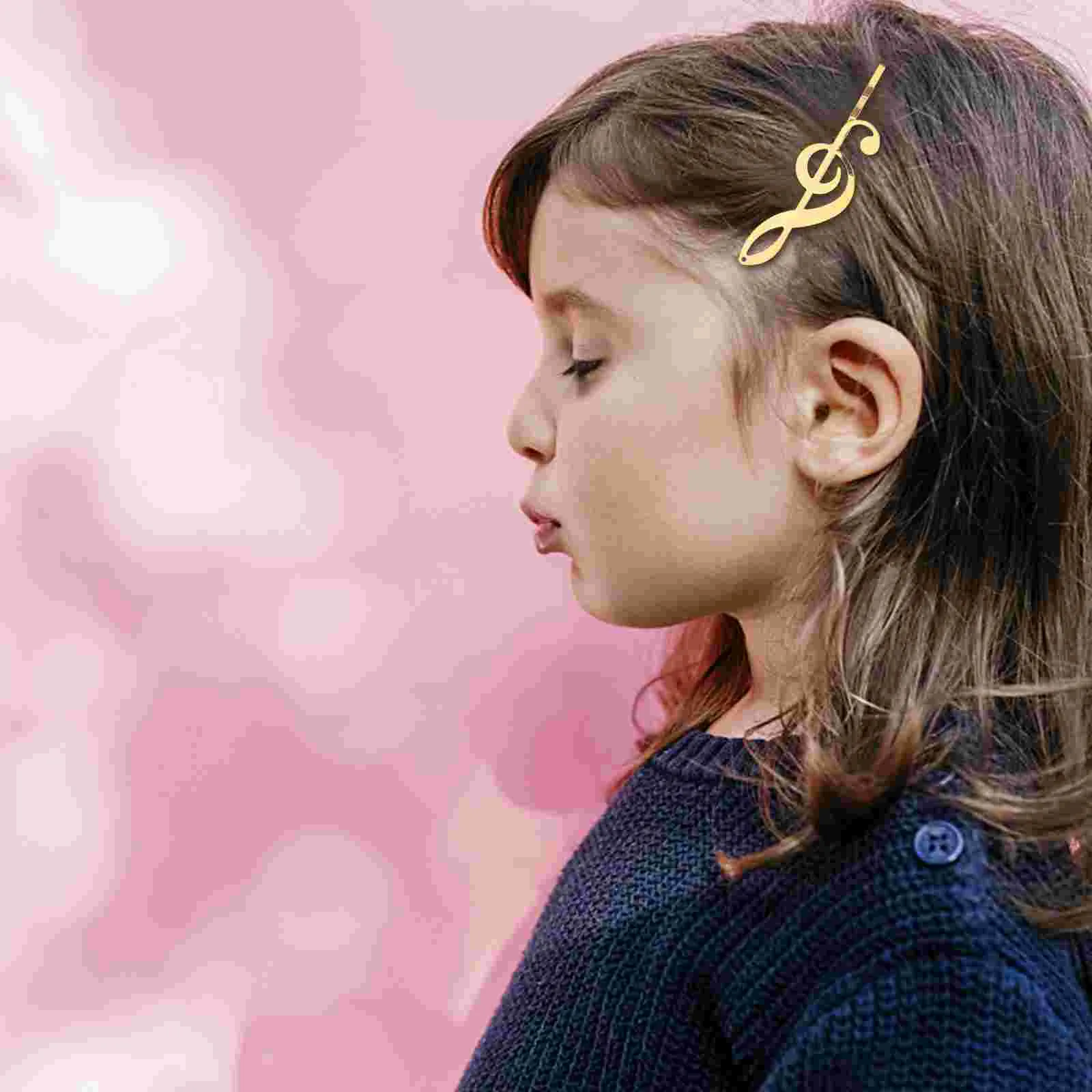 Golden Alloy Musical Note Hair Clip: Stylish Punk Barrette for Women's ...