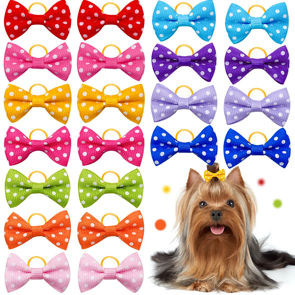 Small Dog Hair Bows with Rubber Bands Colorful Pet Hair Accessories for ...