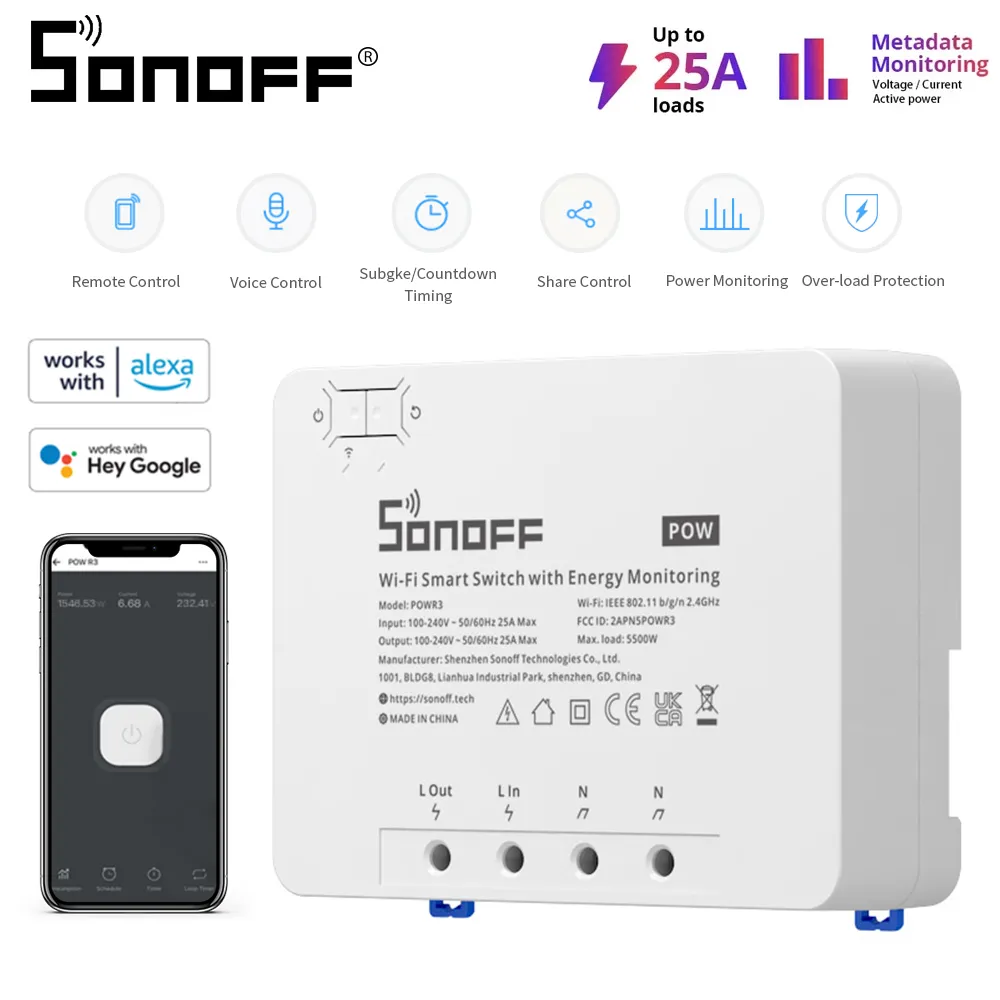DHgate.com:POWR3 Smart Wi-Fi Switch with Energy Monitoring, 25A/5500W ...