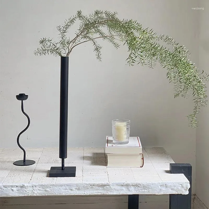 Antique Iron Dried Flower Tall Black Vase Floor With Wabi Sabi Style ...