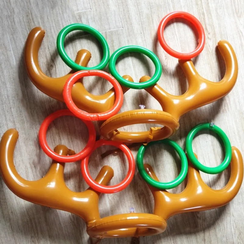 Inflatable Reindeer Antler Hat Ring Toss Game - Festive Headband for ...