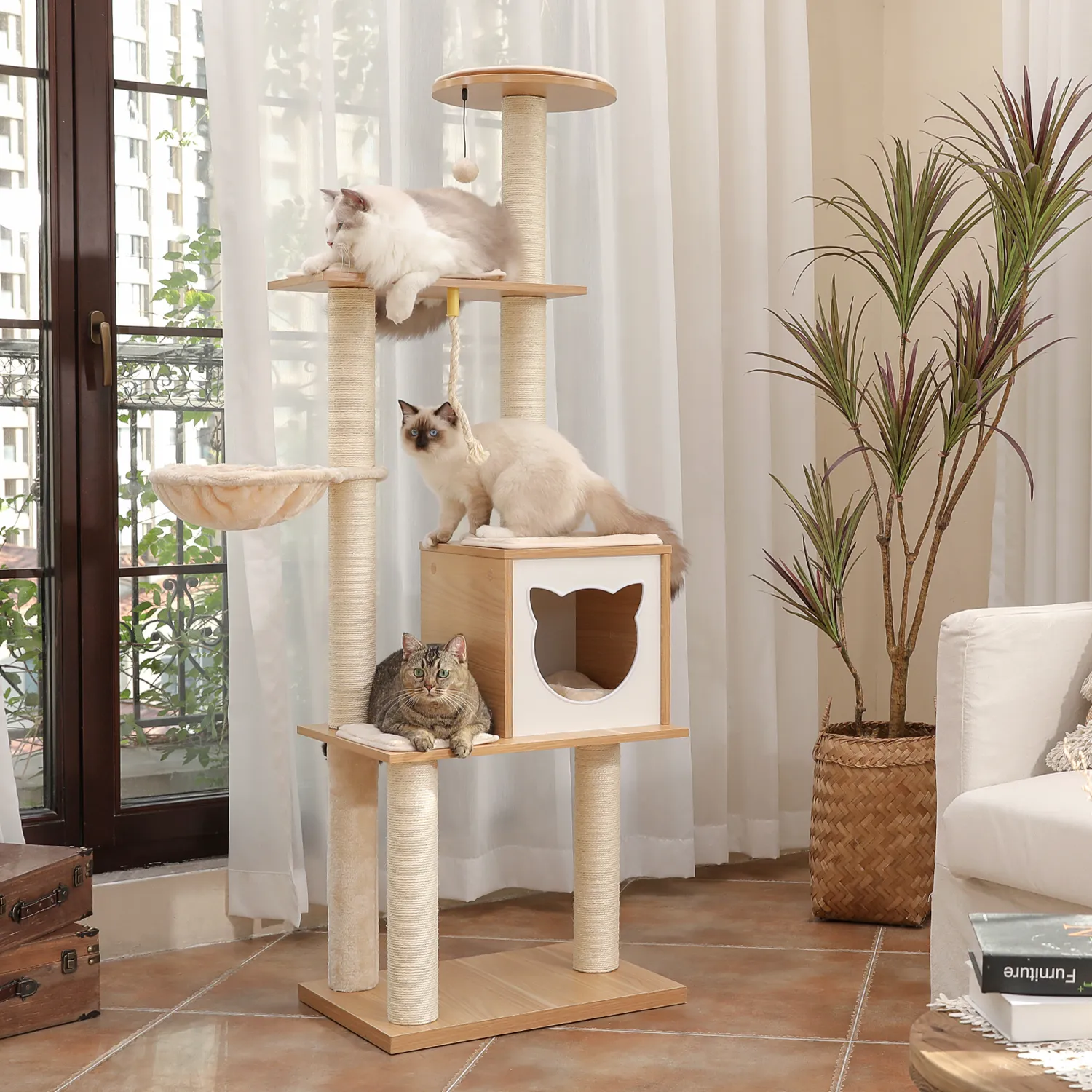 Cat Tree Scratching Post Condo: Multi Level Wooden... From Ddmyjun ...