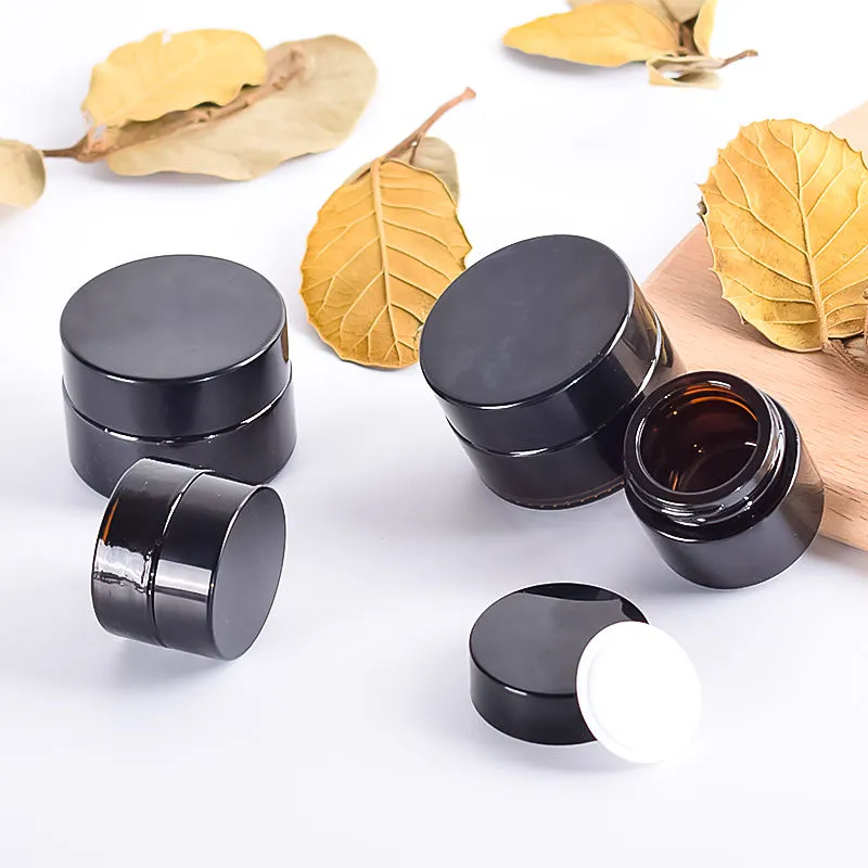 5g-50g Amber Glass Jars with Lids for Face Cream, Makeup, Lip Balms ...