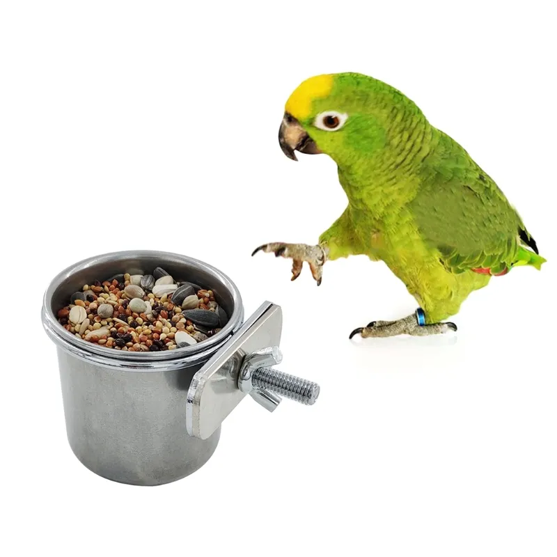 DHgate.com:Anti-Tip Stainless Steel Hanging Cage Bowl for Birds ...