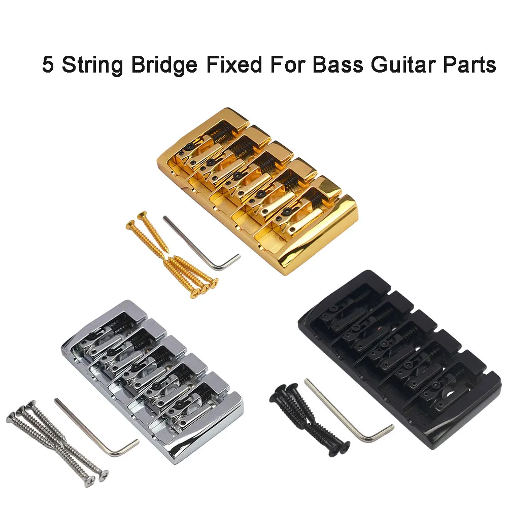 5 String Bass Guitar Bridge - Metal Gold/Black/Chrome Plated Fixed ...