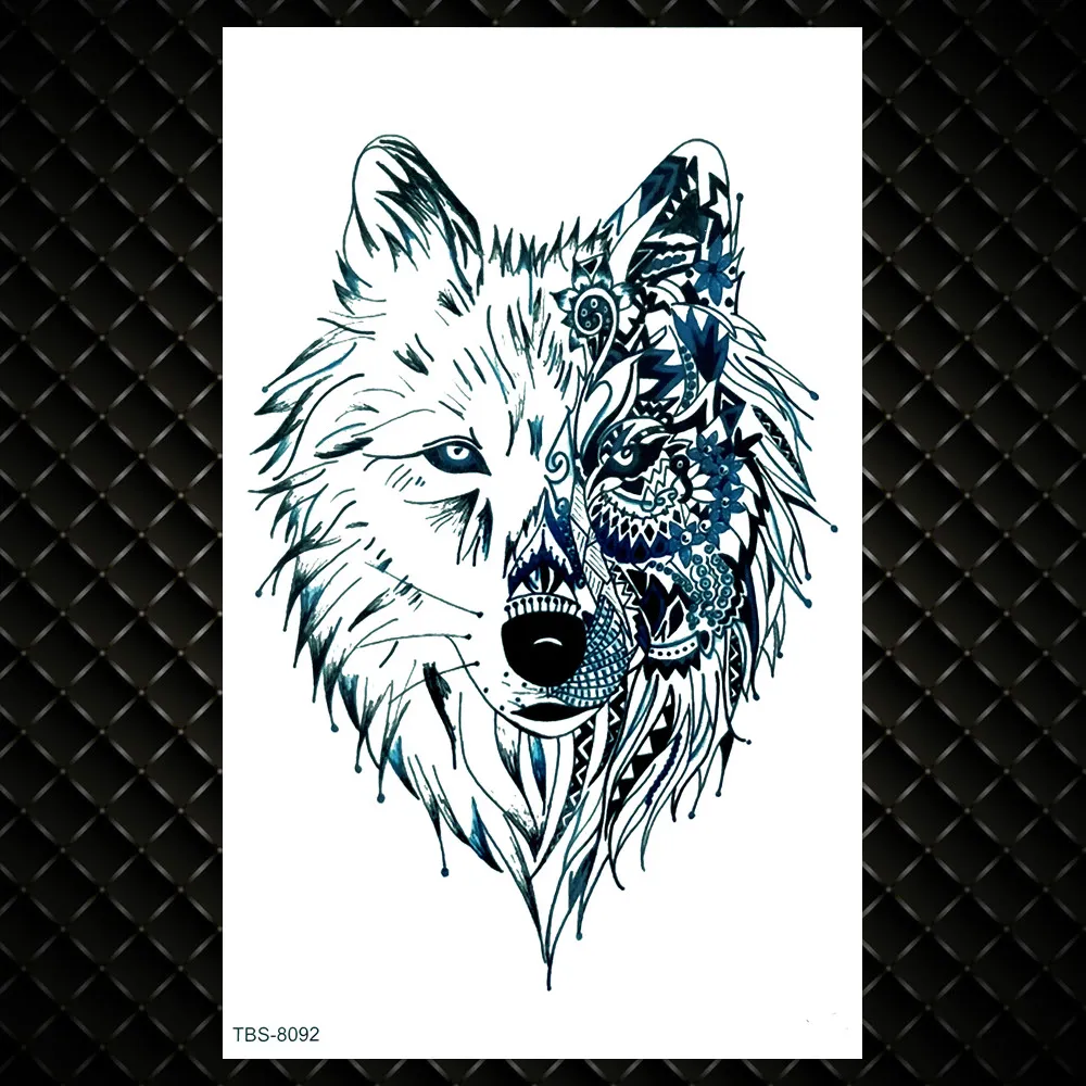 Dreamcatcher Henna Wolf Temporary Tattoos for Men Women Triangle ...
