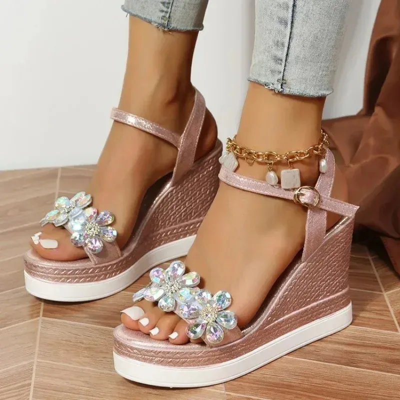 Women's Summer Platform Wedge Heel Sandals, Chunky Bottom Casual Open ...