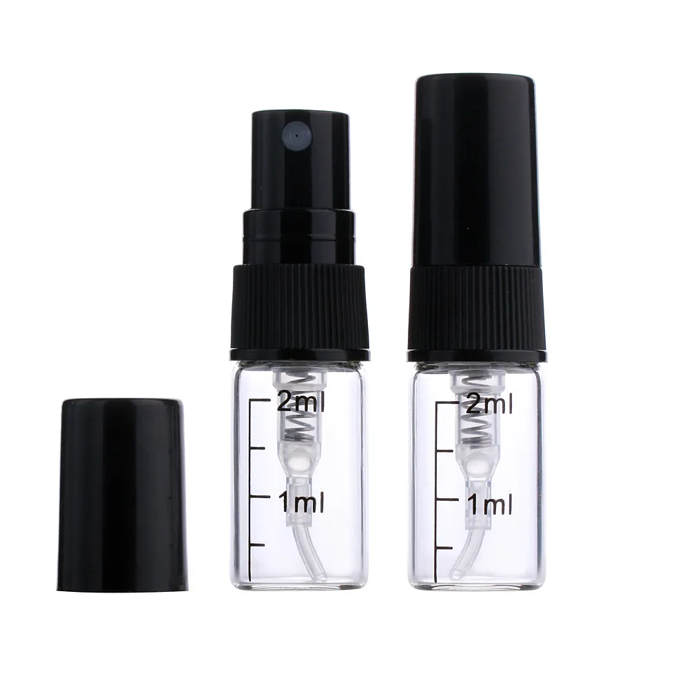 Mini Glass Spray Bottles - 2mL Portable Black Sample Atomizers 100 Pack ...