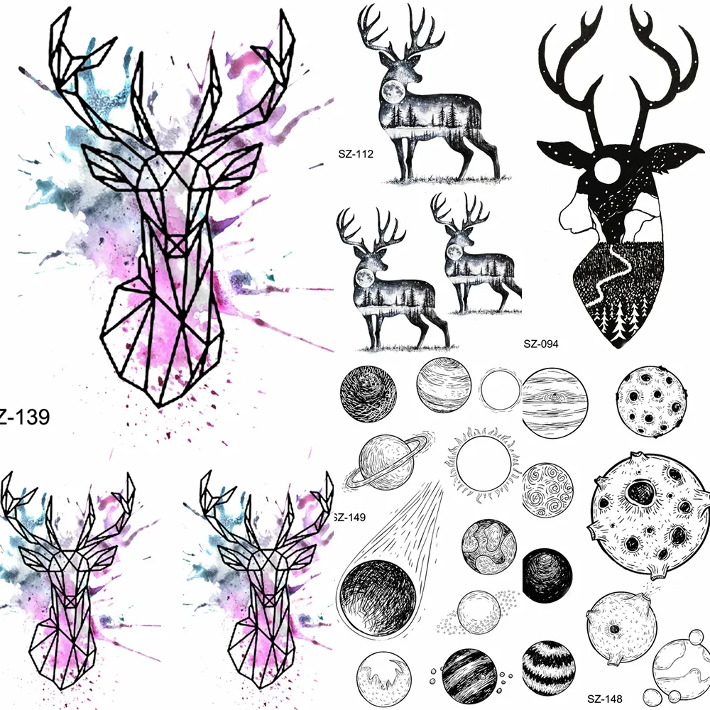Temporary Tribal Tattoos: Geometric Elk & Antler Designs, Waterproof ...