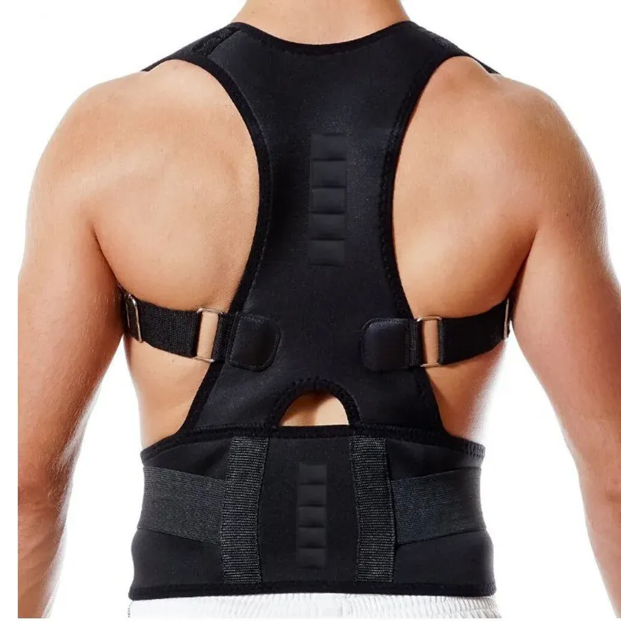Adjustable Magnet Posture Corrector Back Brace Belt Shoulder and Lumbar ...