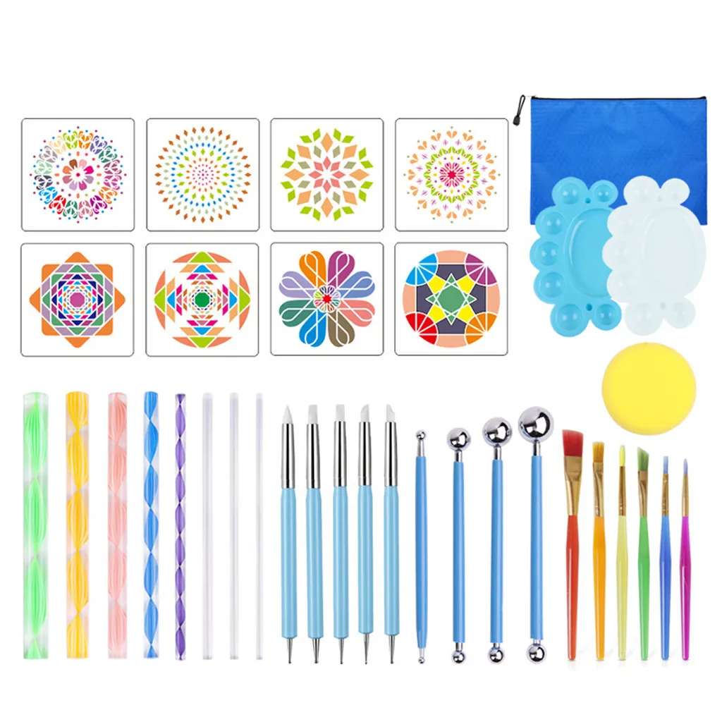 35x Dotting Art Stencil Tools Kit - Painting & Drawing Stone Pen Set ...