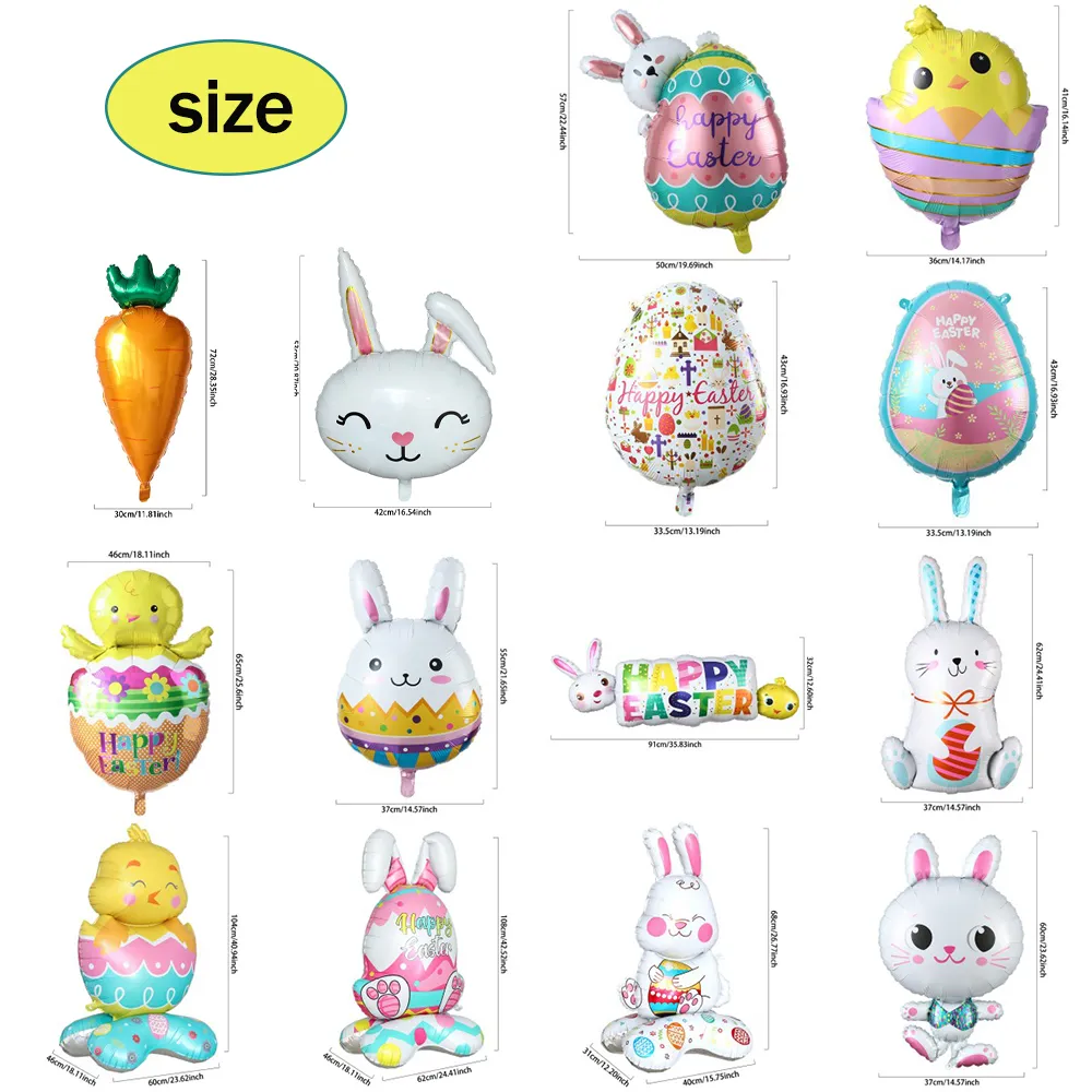 DHgate.com:Easter Bunny Chicken Carrot Helium Balloons 55 Pack for ...