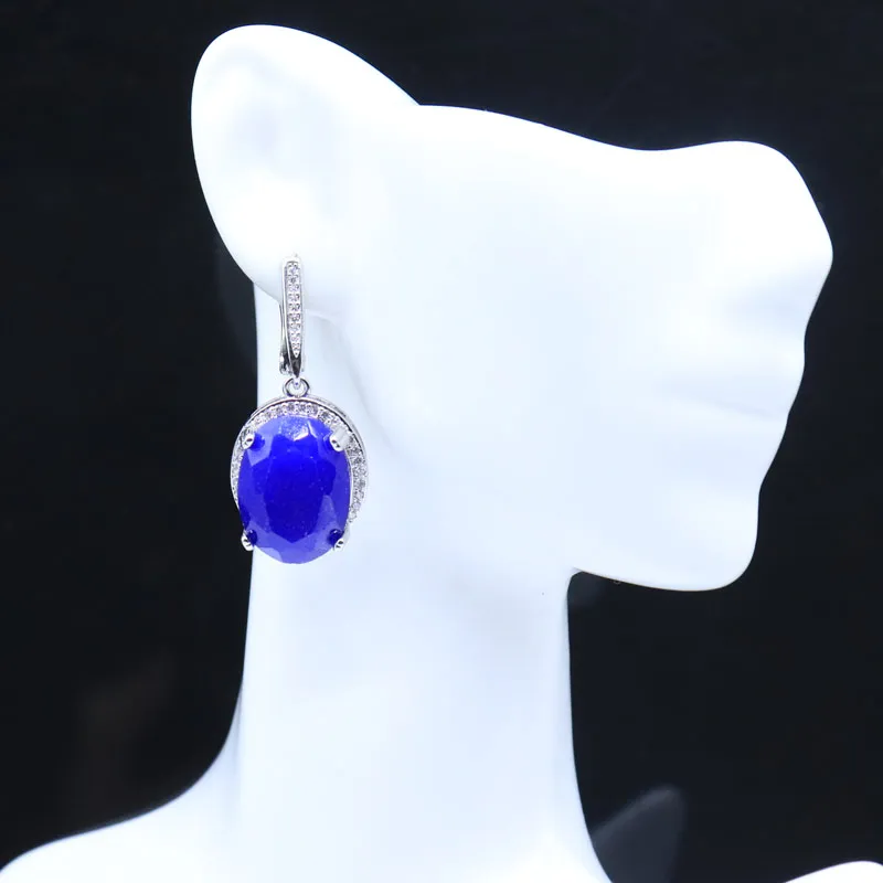 34x16mm Silver Earrings with Green Emerald, Blue Sapphire, and Red Ruby ...