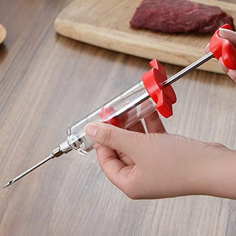 2-Pack Stainless Steel Meat Injector with 3 Marinade Needles for BBQ ...