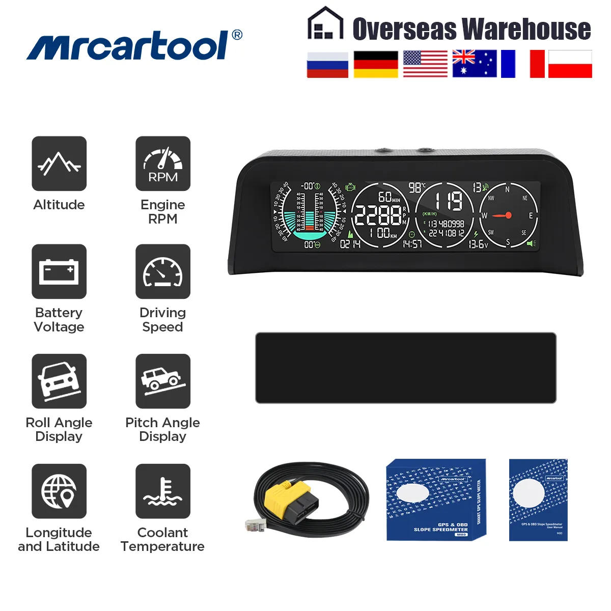 DHgate.com:2024M80 Car HUD Head-up Display GPS Compass Digital ...