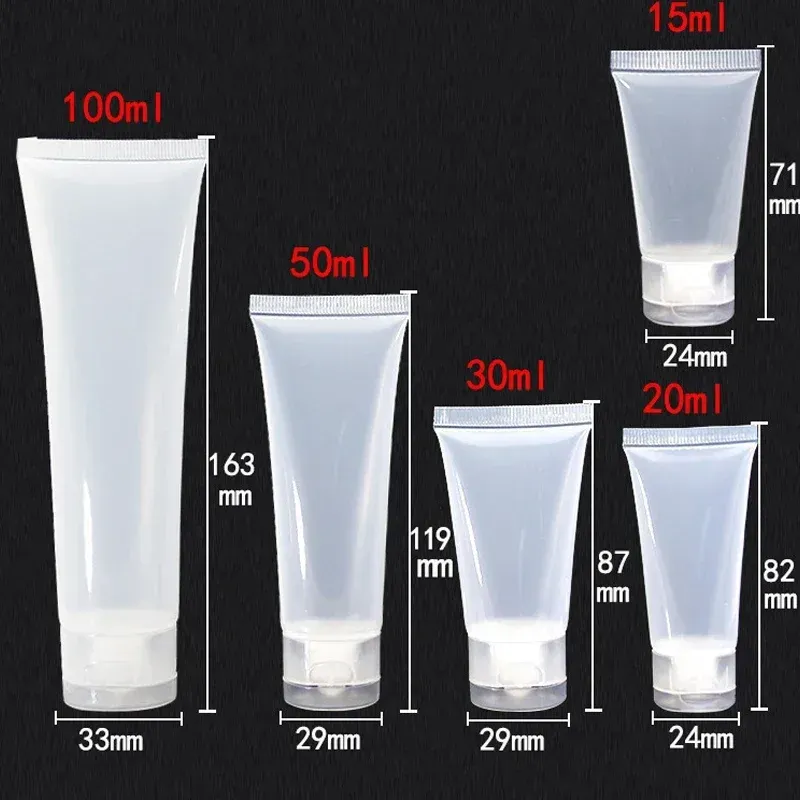 5 Pack Refillable Plastic Cosmetic Soft Squeeze Tubes w/ Flip Lid ...