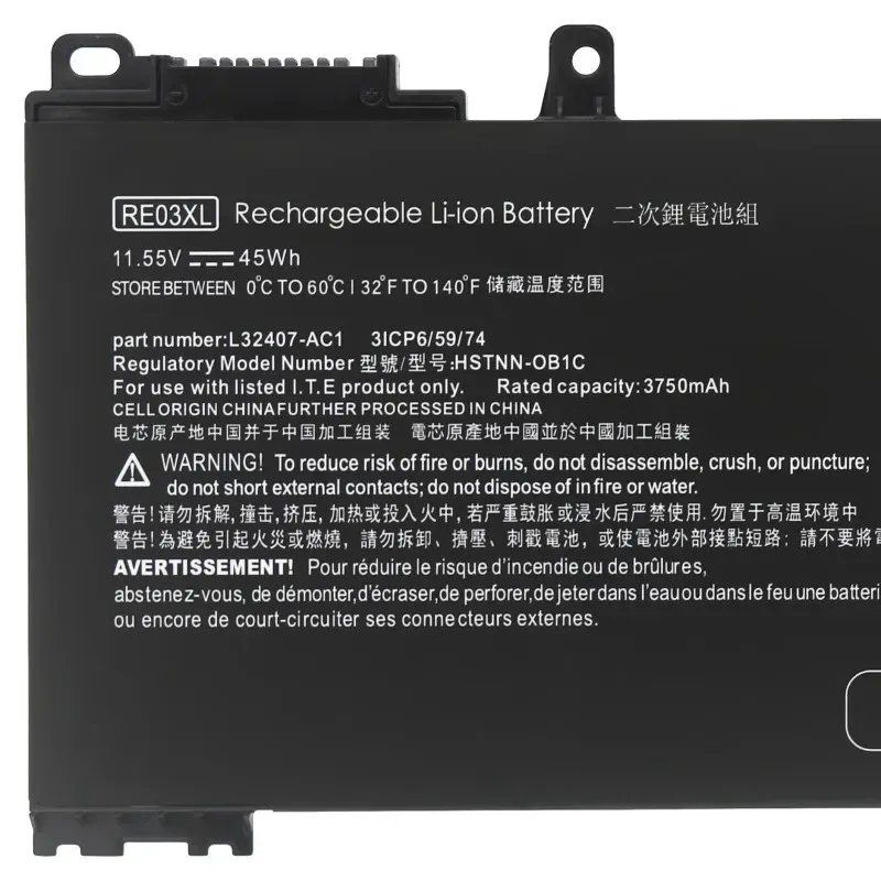 RE03XL Premium 11.55V 45WH Laptop Battery for HP ProBook 430 440 445 ...
