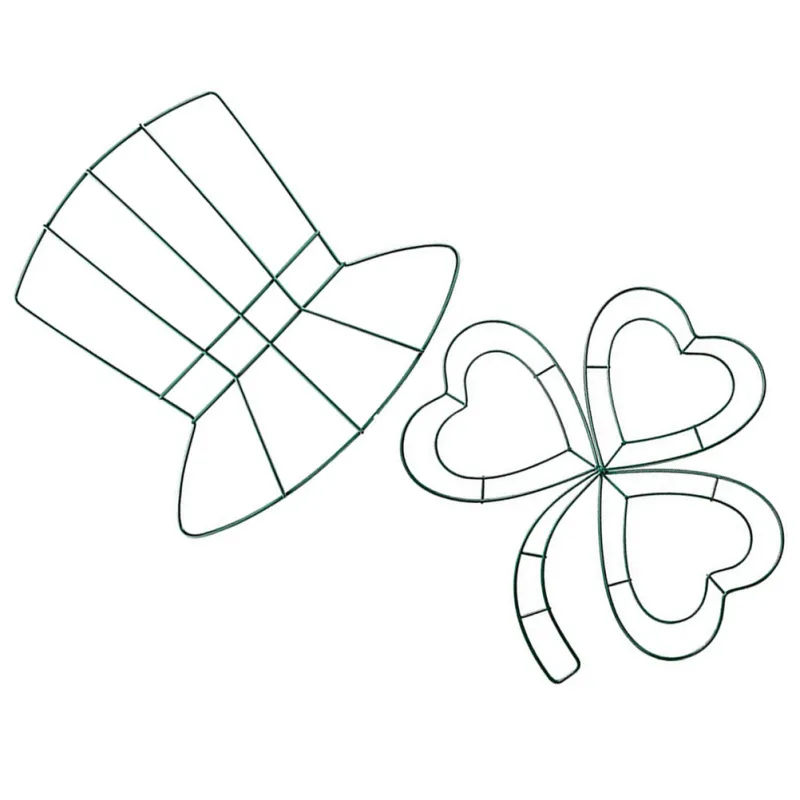 Metal Wire Wreath Frame Shamrock Leprechan Hat Shaped Iron Wreath Frame ...