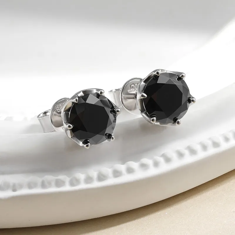 DHgate.com:5-1CT Black Moissanite Stud Earrings for Men | S925 Sterling Silver | Stylish Design ...
