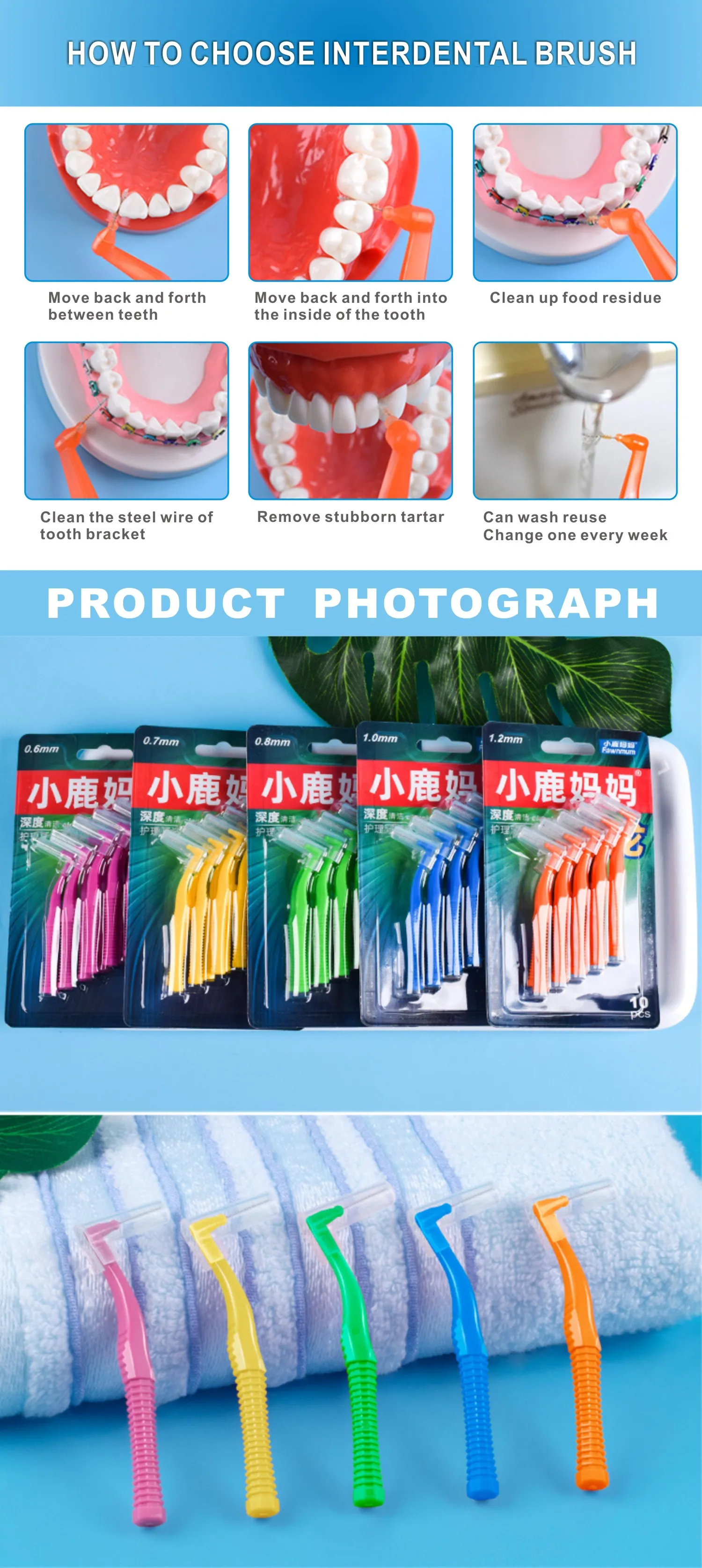 Push Pull Interdental Applicator Brush For Oral Care L Shape Teeth ...