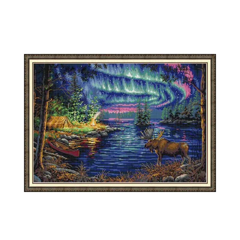 Cross Stitch Stamped Kit: 14CT Printed Embroidery Cloth Needlepoint ...