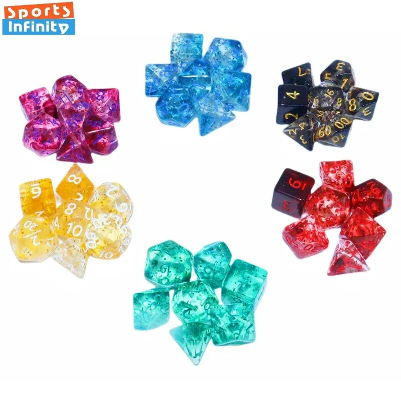 Transparent Dice Set Double Color Flash Dot Starry Sky DND Dice D20 D12 ...