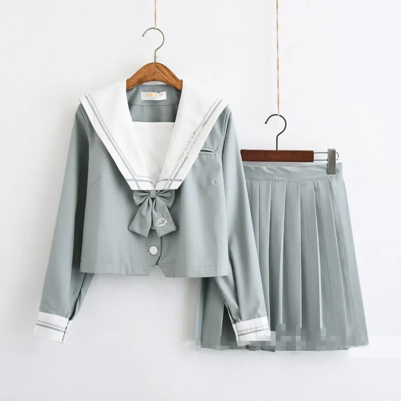 Japanese School japanese kindergarten uniform Skirt - Gray-Green 2019 ...