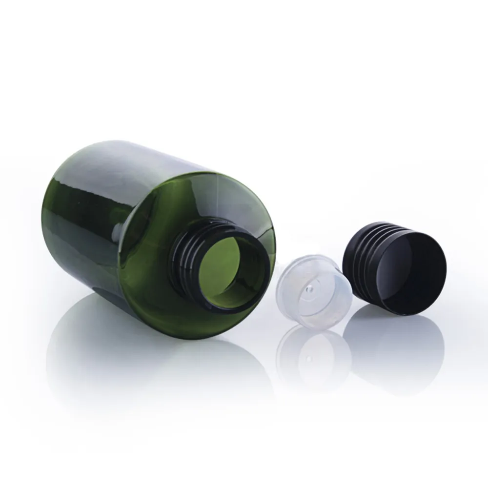 Lightproof Empty Aluminum Cap Dark Green Plastic Bottles with Inner ...